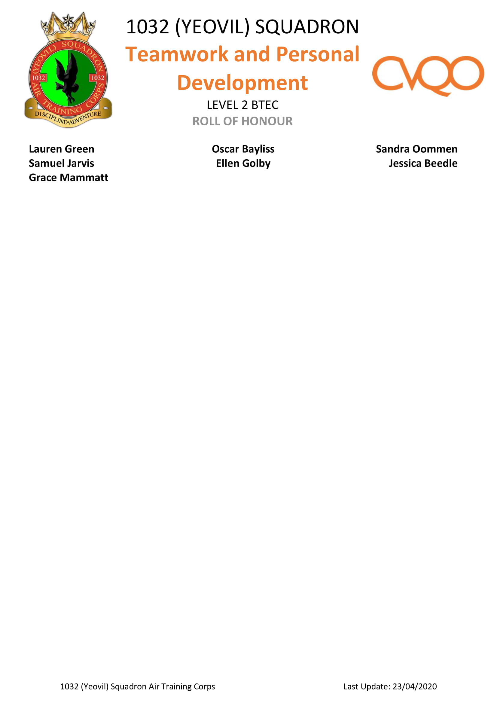 1032 (Yeovil) Squadron RAF Air Cadets